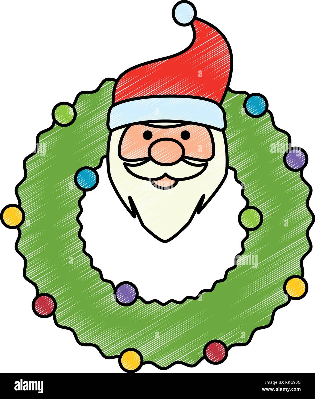 christmas crown with head santa decorative vector illustration design ...