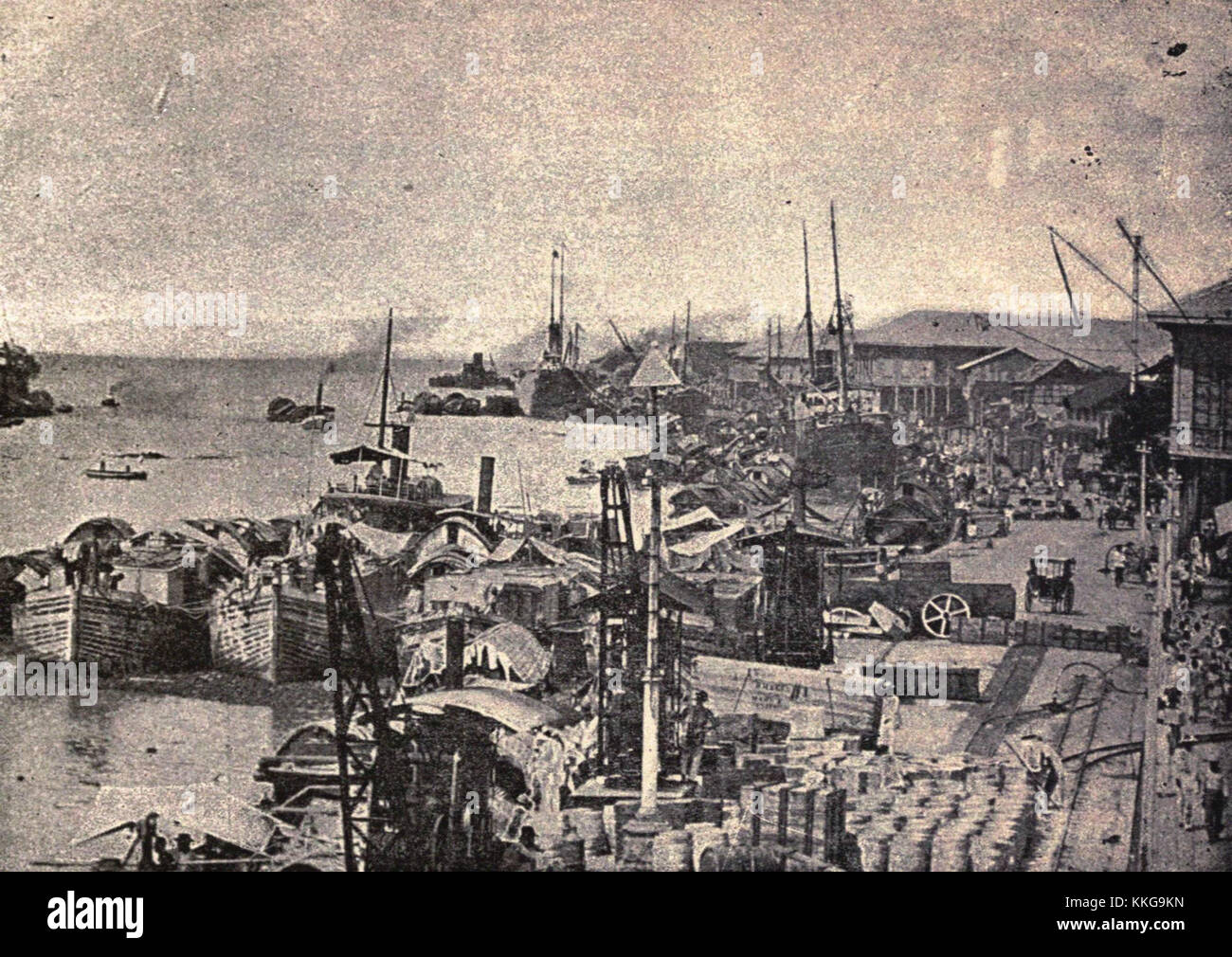 This historical image from 1899 depicts the mouth of the Pasig River ...