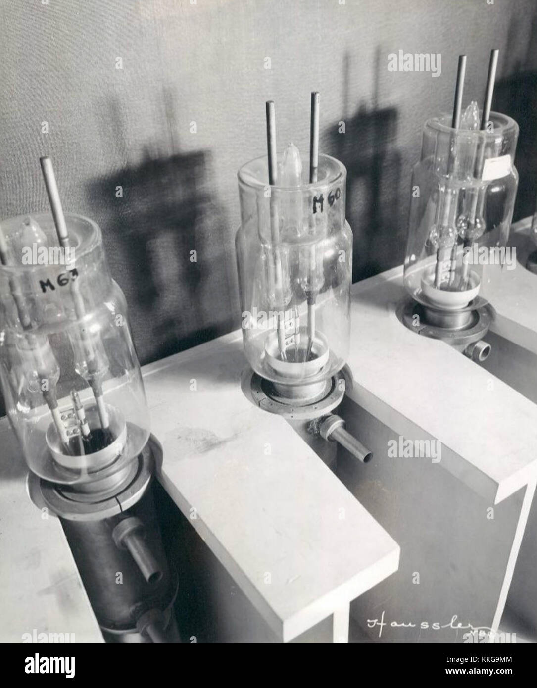 This image from 1936 shows NBC television high-frequency tubes, which ...