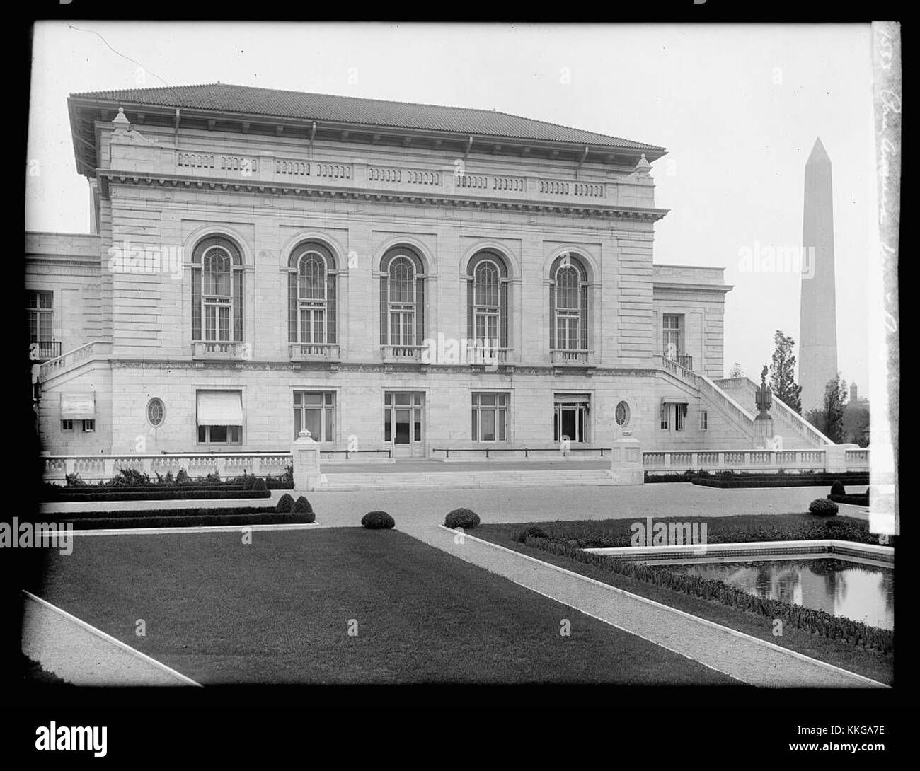 This image depicts the rear of the Pan American Union building in ...