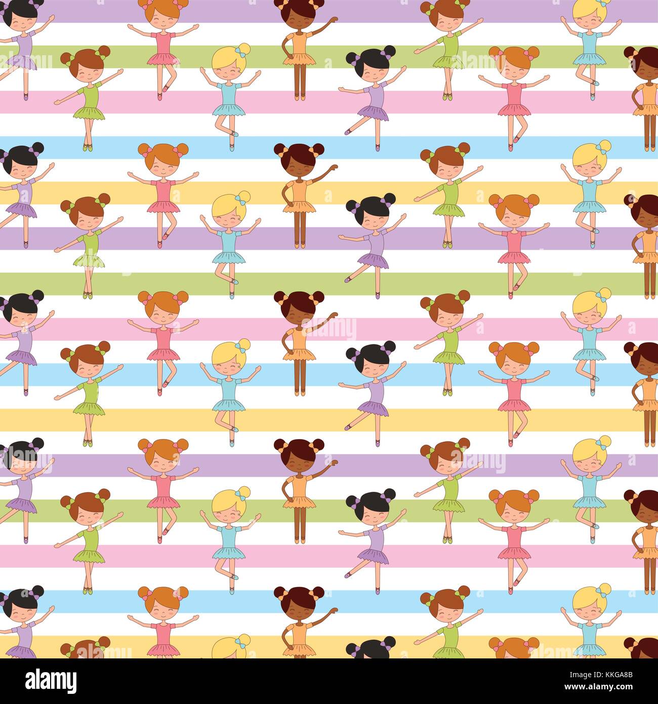 ballet girl dancing performance studio seamless pattern vector ...