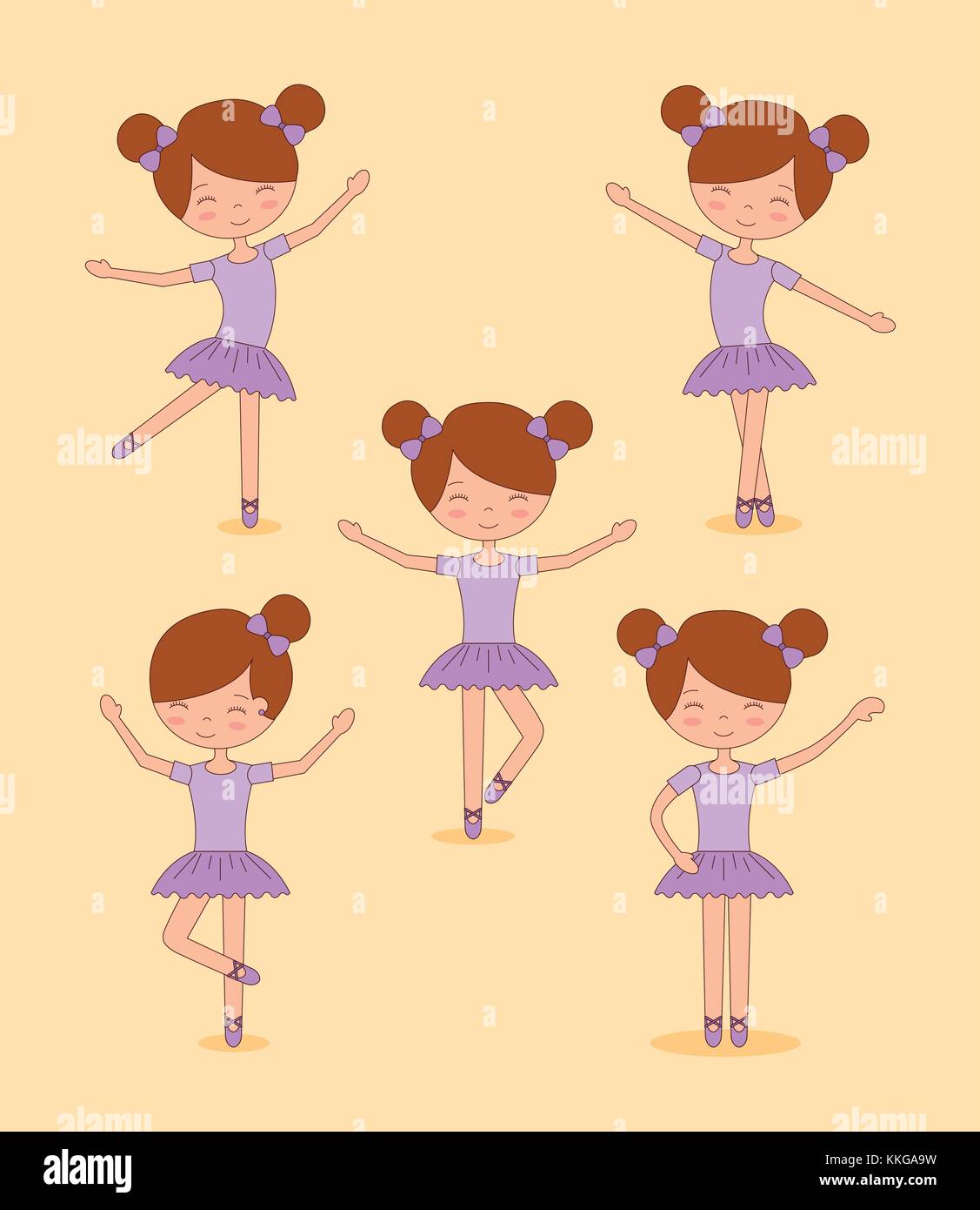 cute ballerina girls practicing ballet dance vector illustration Stock ...