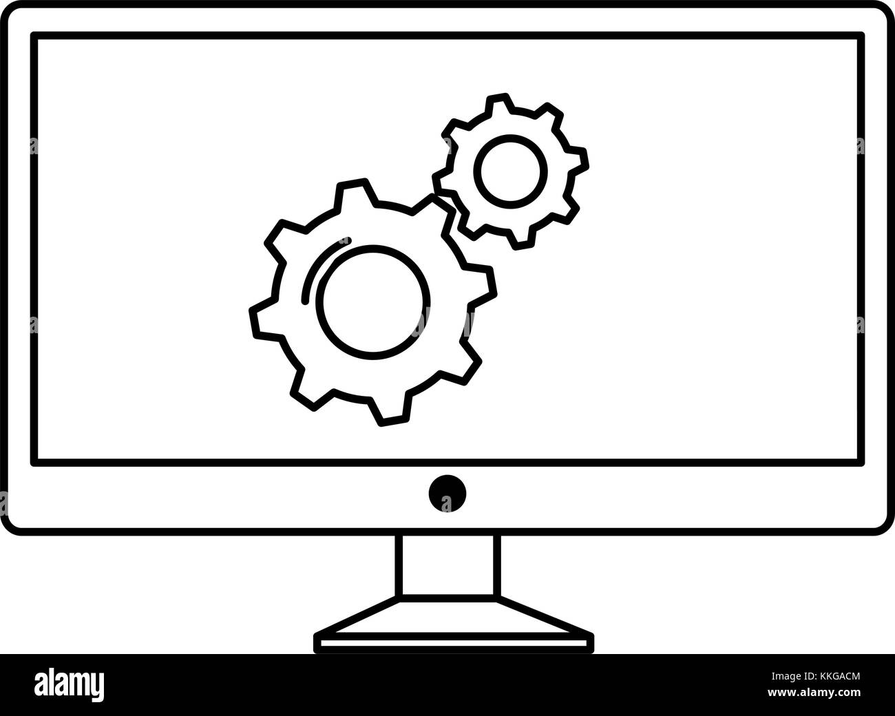 monitor computer with gears vector illustration design Stock Vector ...