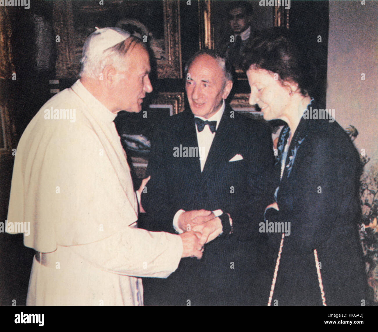 This photograph shows Pope John Paul II with Janina and Zbigniew Karol ...