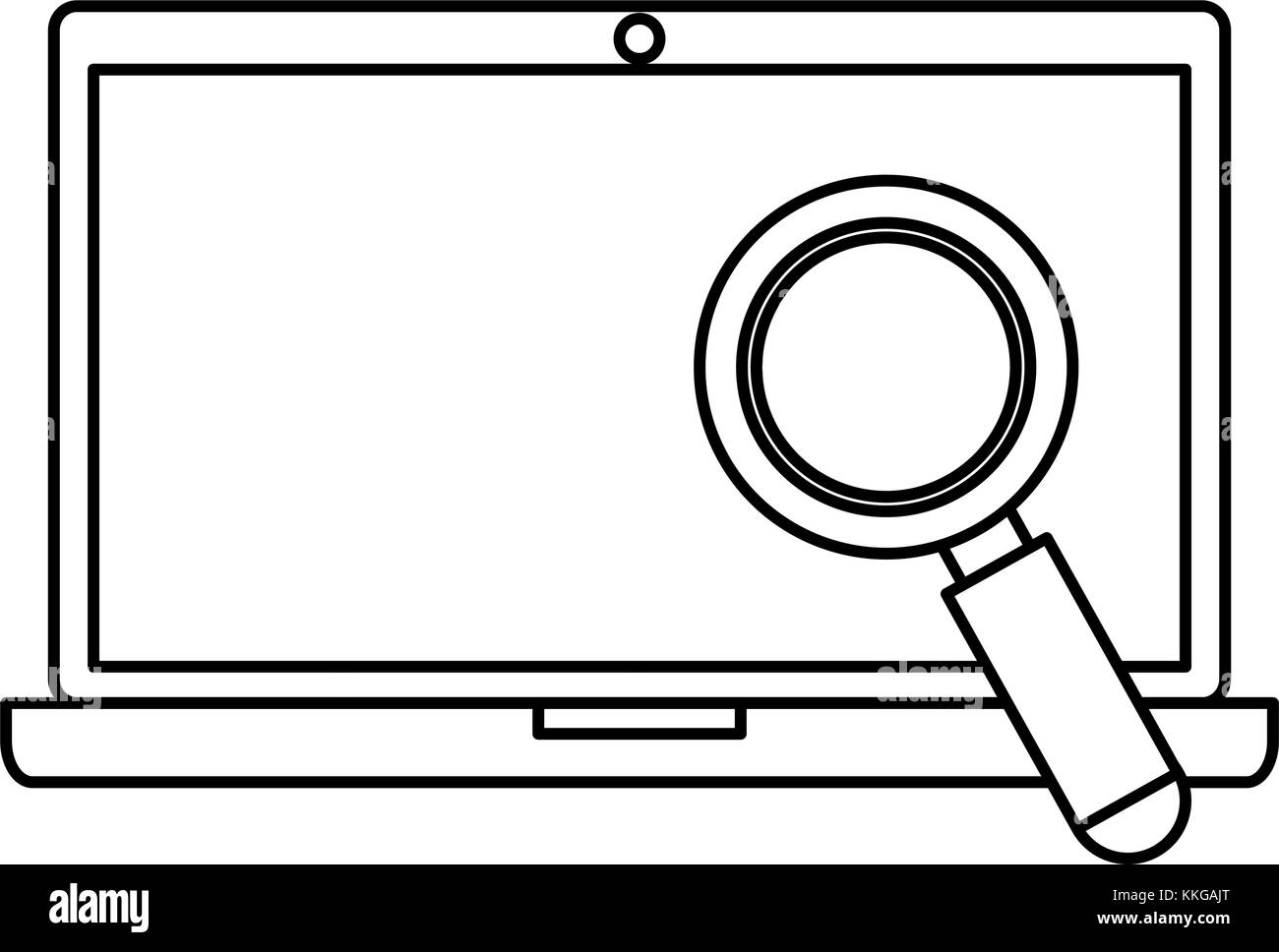 laptop computer with magnifying glass vector illustration Stock Vector ...