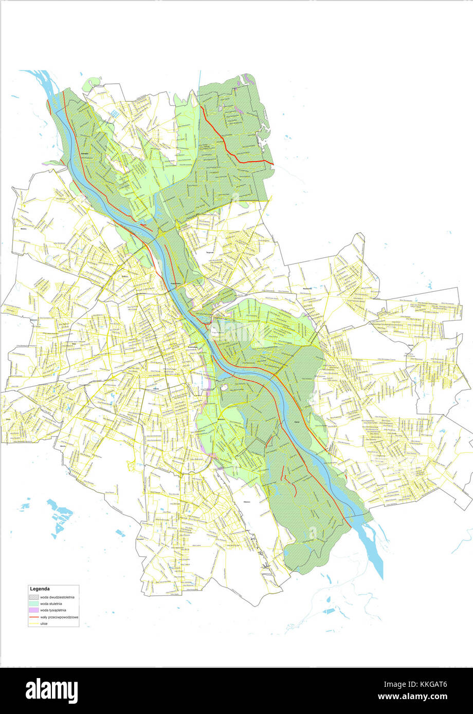 This image shows the flood-prone area of Warsaw, Poland, which has been ...