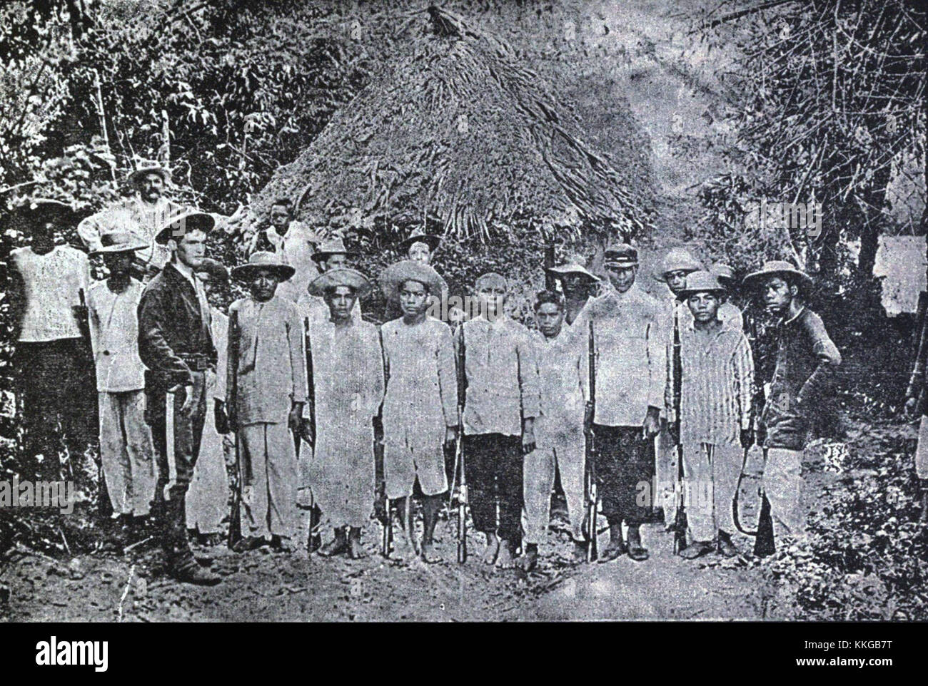 Photograph from 1899 depicting a squad of Filipino troops, providing ...