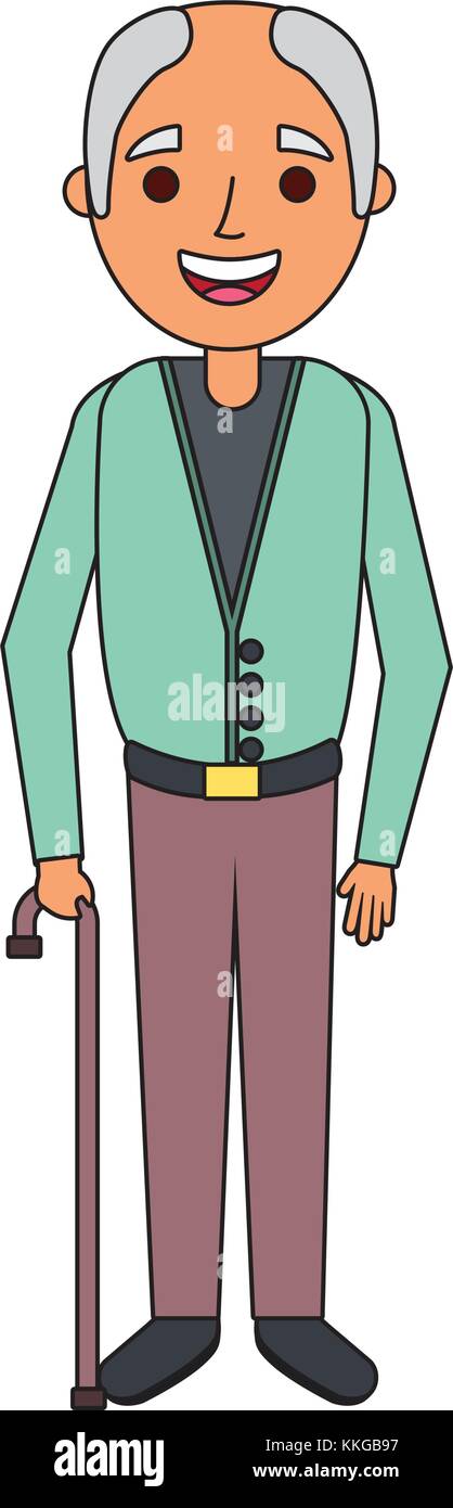 old man grandfather character standing vector illustration Stock Vector ...