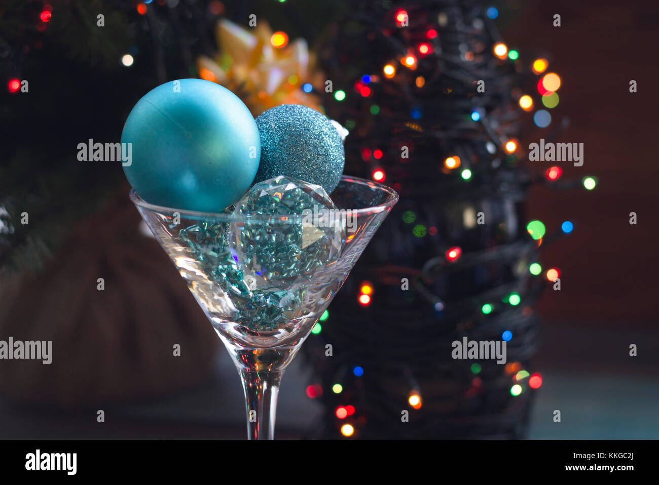 Festive still life with a glass and a bottle of champagne Stock Photo ...