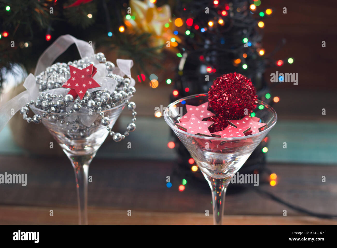 Festive still life with two cocktail glasses Stock Photo - Alamy