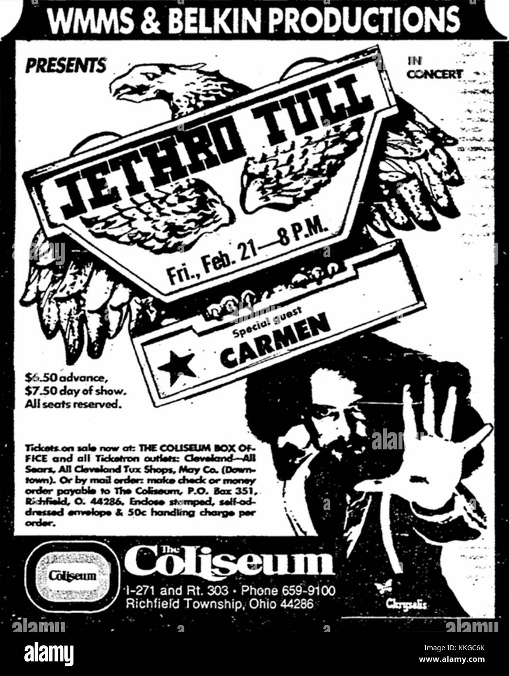 WMMS Presents Jethro Tull - 1975 print ad Stock Photo - Alamy