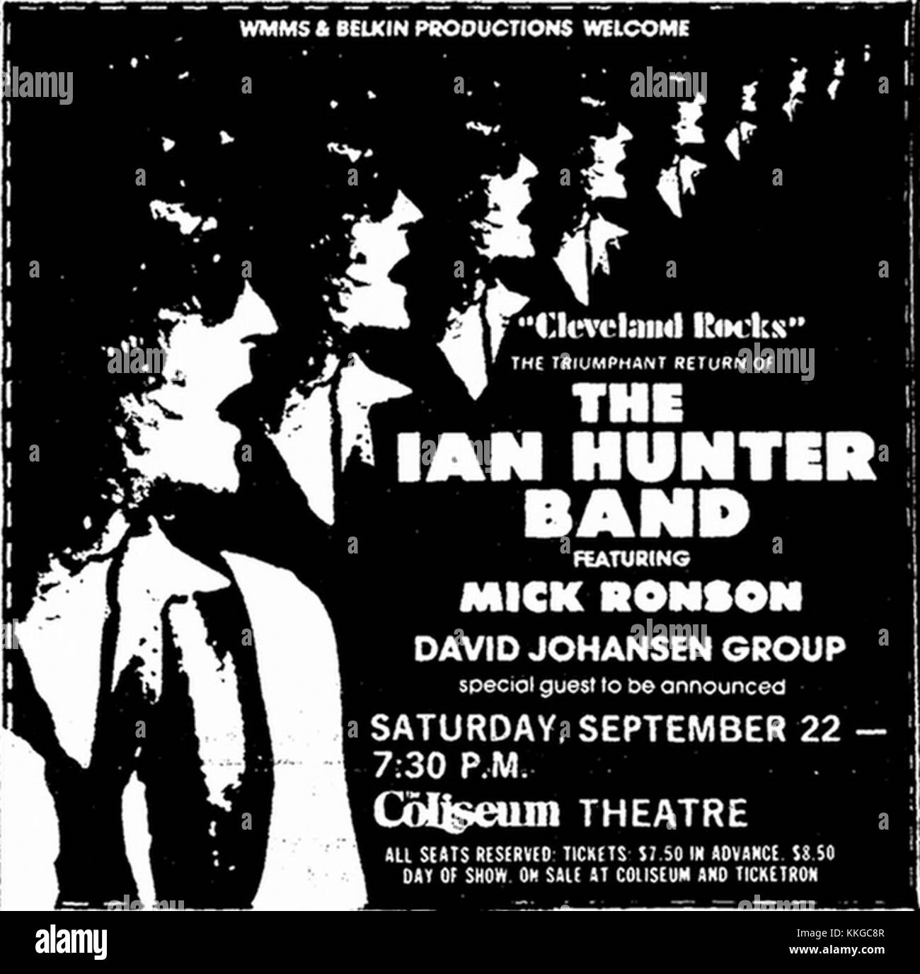 The 1979 print ad for Ian Hunter's concert, hosted by WMMS, reflects ...