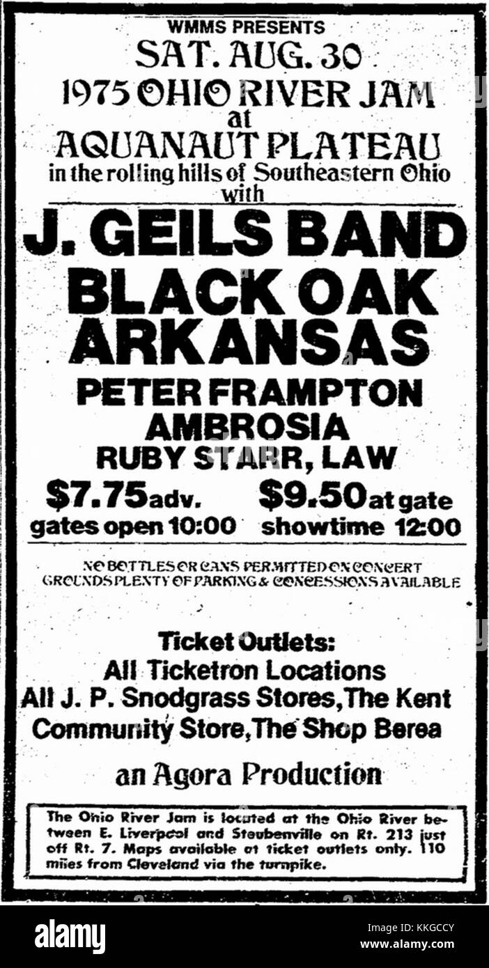 WMMS Presents 1975 Ohio River Jam - print ad Stock Photo - Alamy