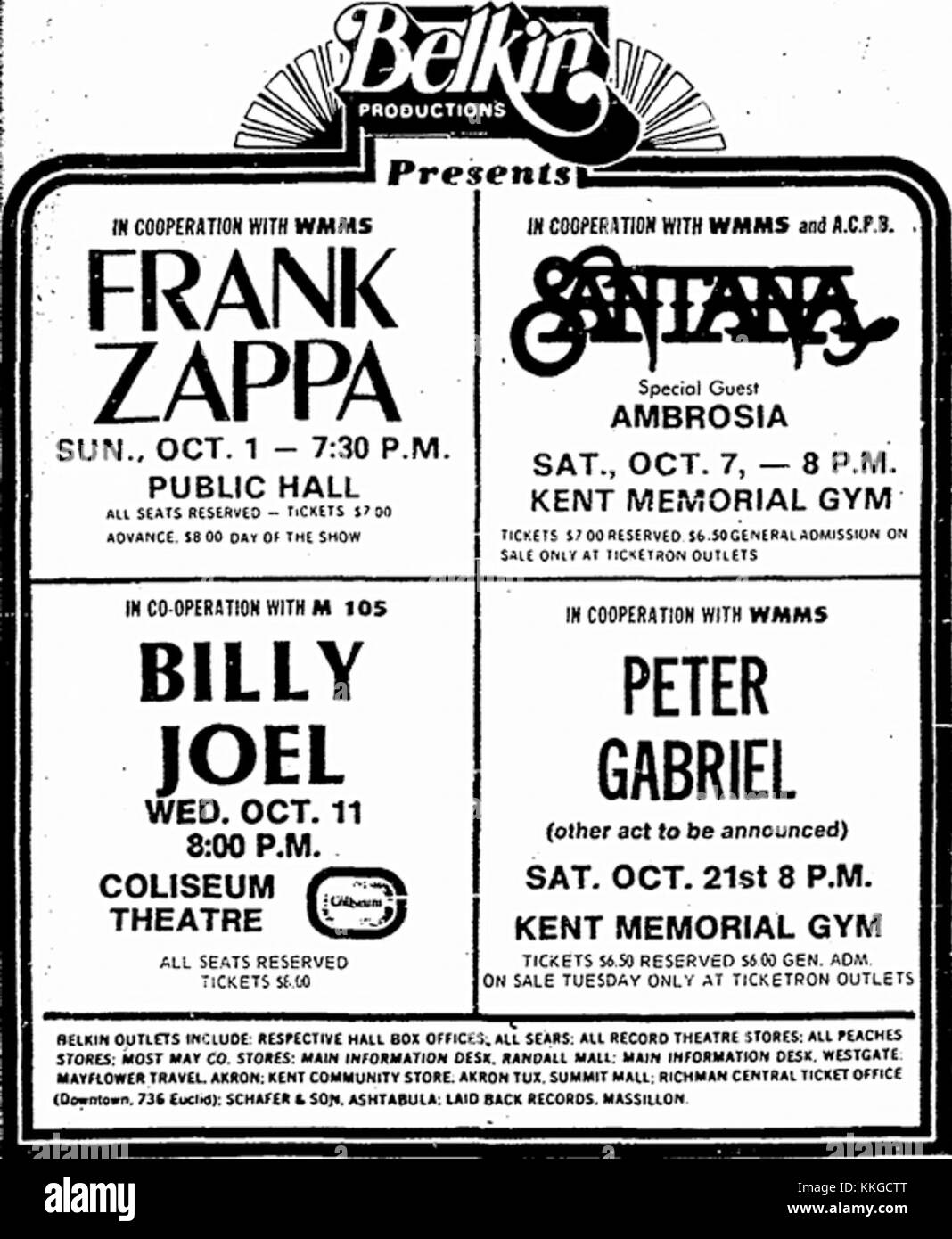 This 1978 print advertisement for WMMS-Belkin Productions highlights ...