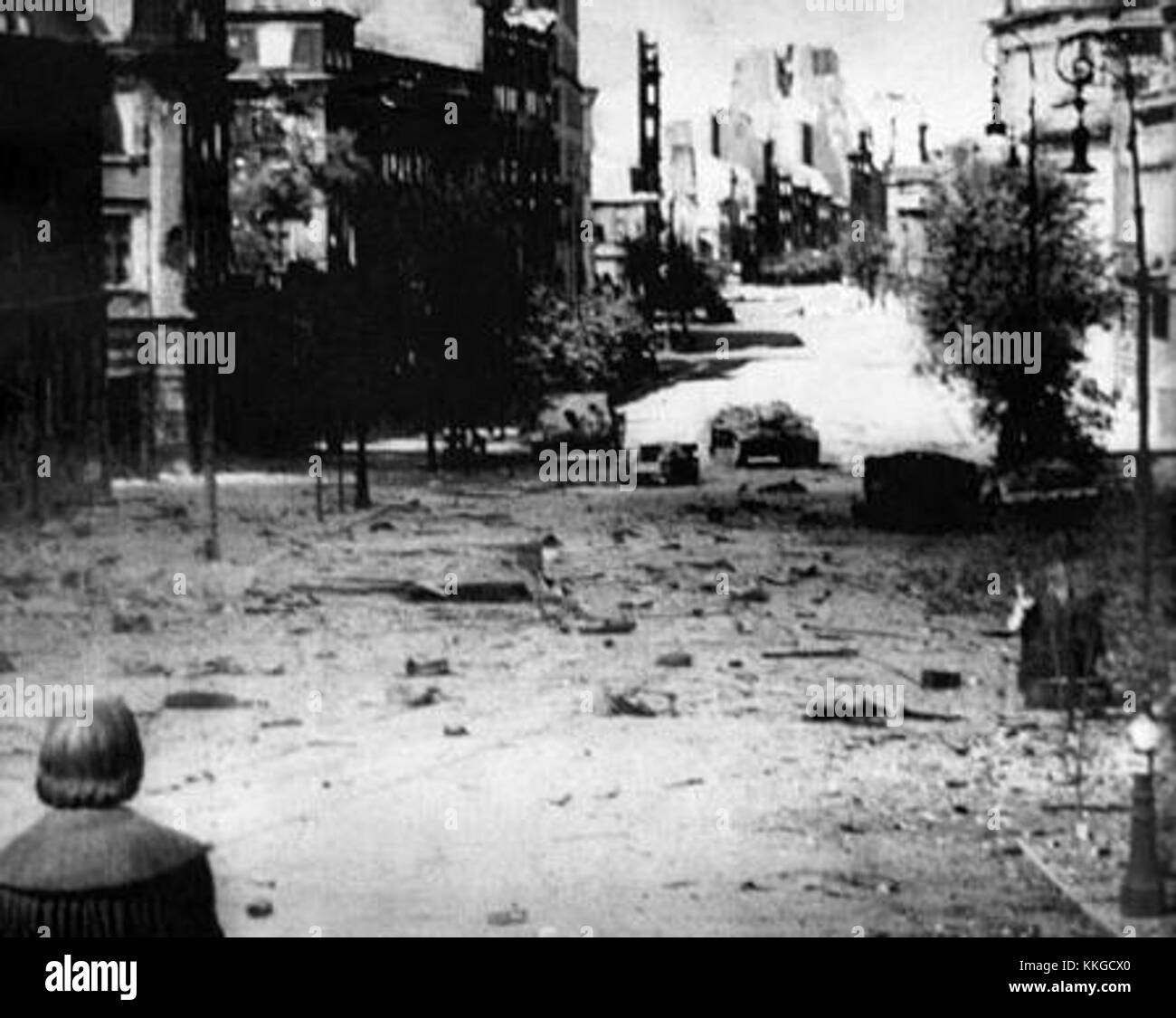 This depiction of the Warsaw Uprising shows two tanks and the Goliath ...
