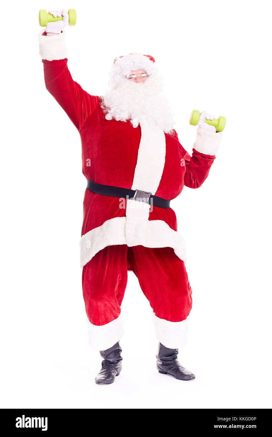 Santa Claus doing dumbbell exercise Stock Photo - Alamy