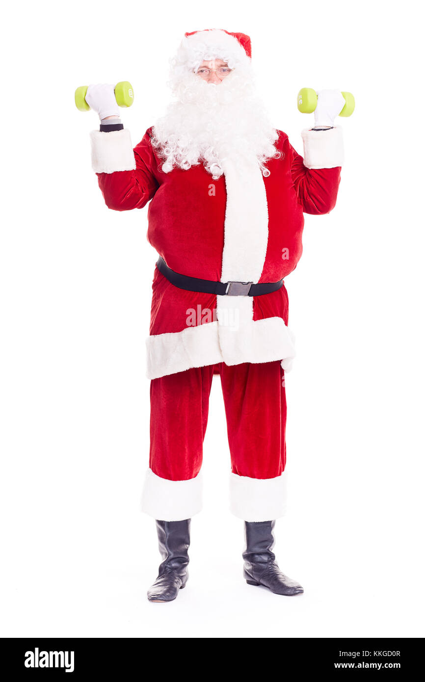 Santa Claus doing dumbbell exercise Stock Photo - Alamy