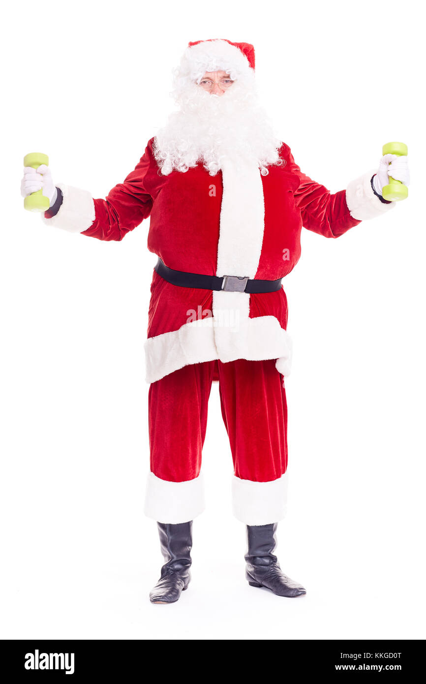 Santa Claus doing dumbbell exercise Stock Photo - Alamy