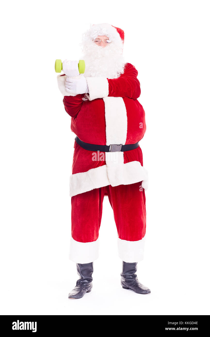Santa Claus doing dumbbell exercise Stock Photo - Alamy