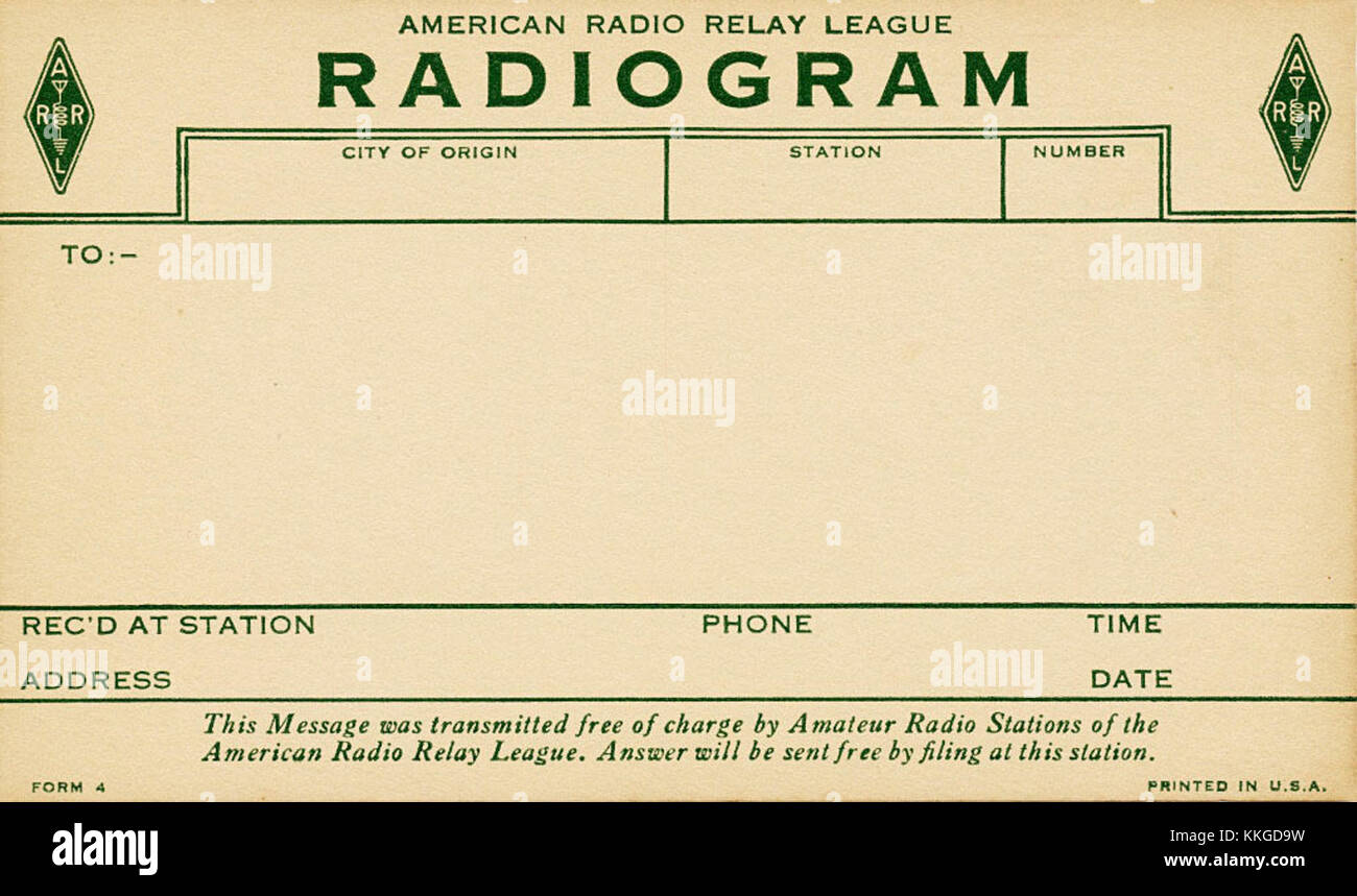 Arrl radiogram hi-res stock photography and images - Alamy