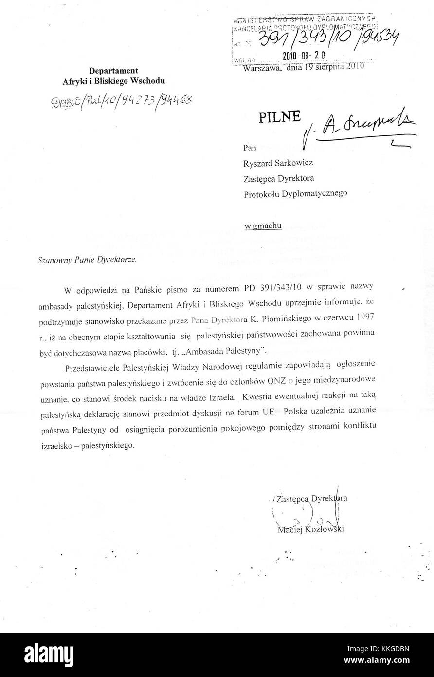 An official document from the Polish Ministry of Foreign Affairs ...