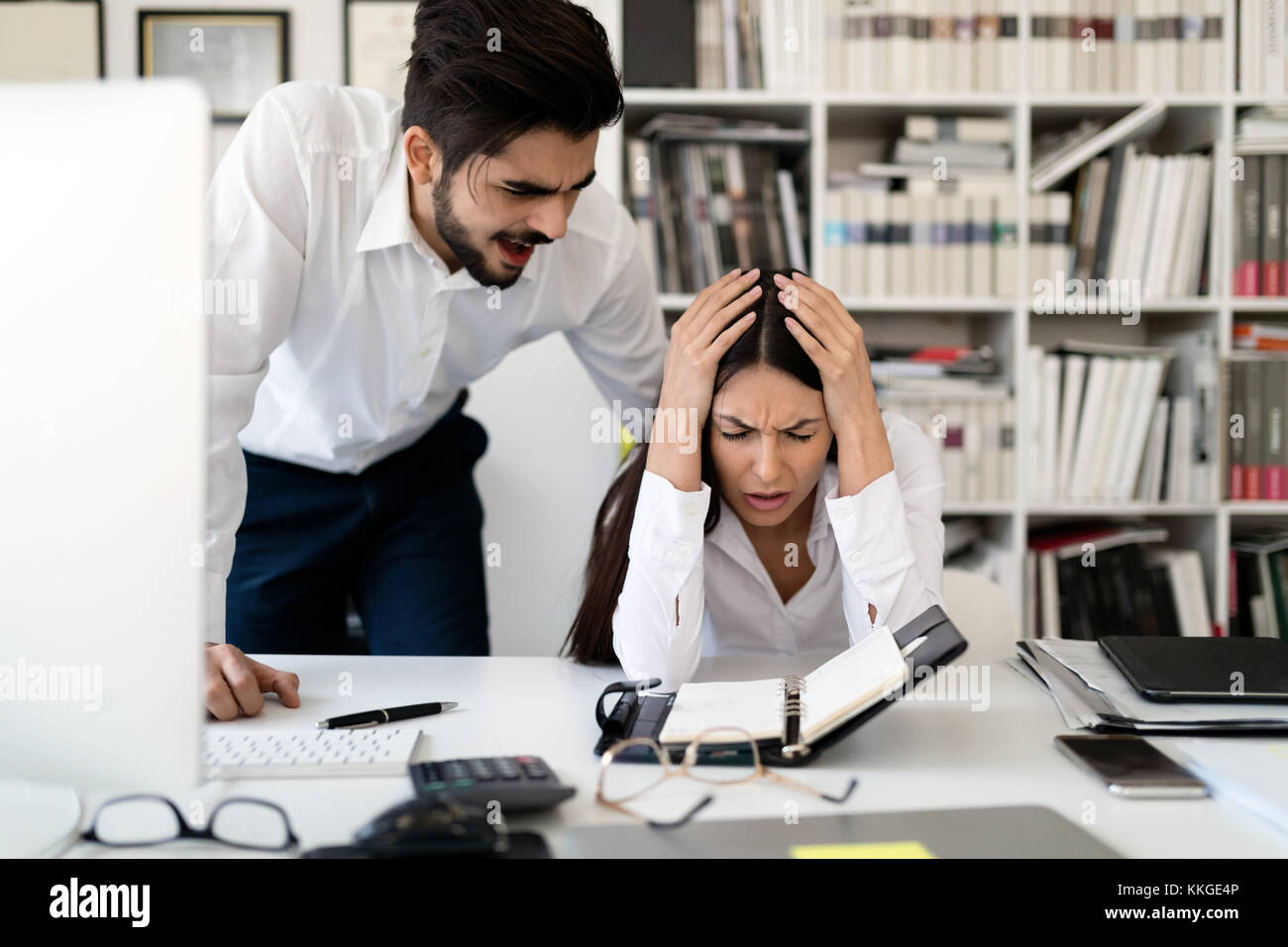 Boss shouting employee hi-res stock photography and images - Alamy