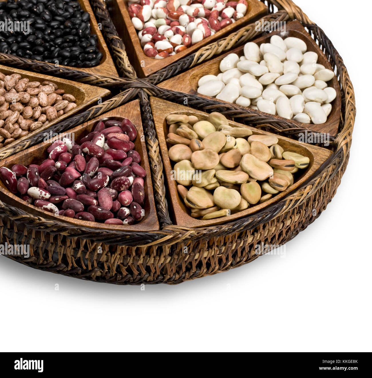 mix of beans and peas on a wooden plate Stock Photo - Alamy