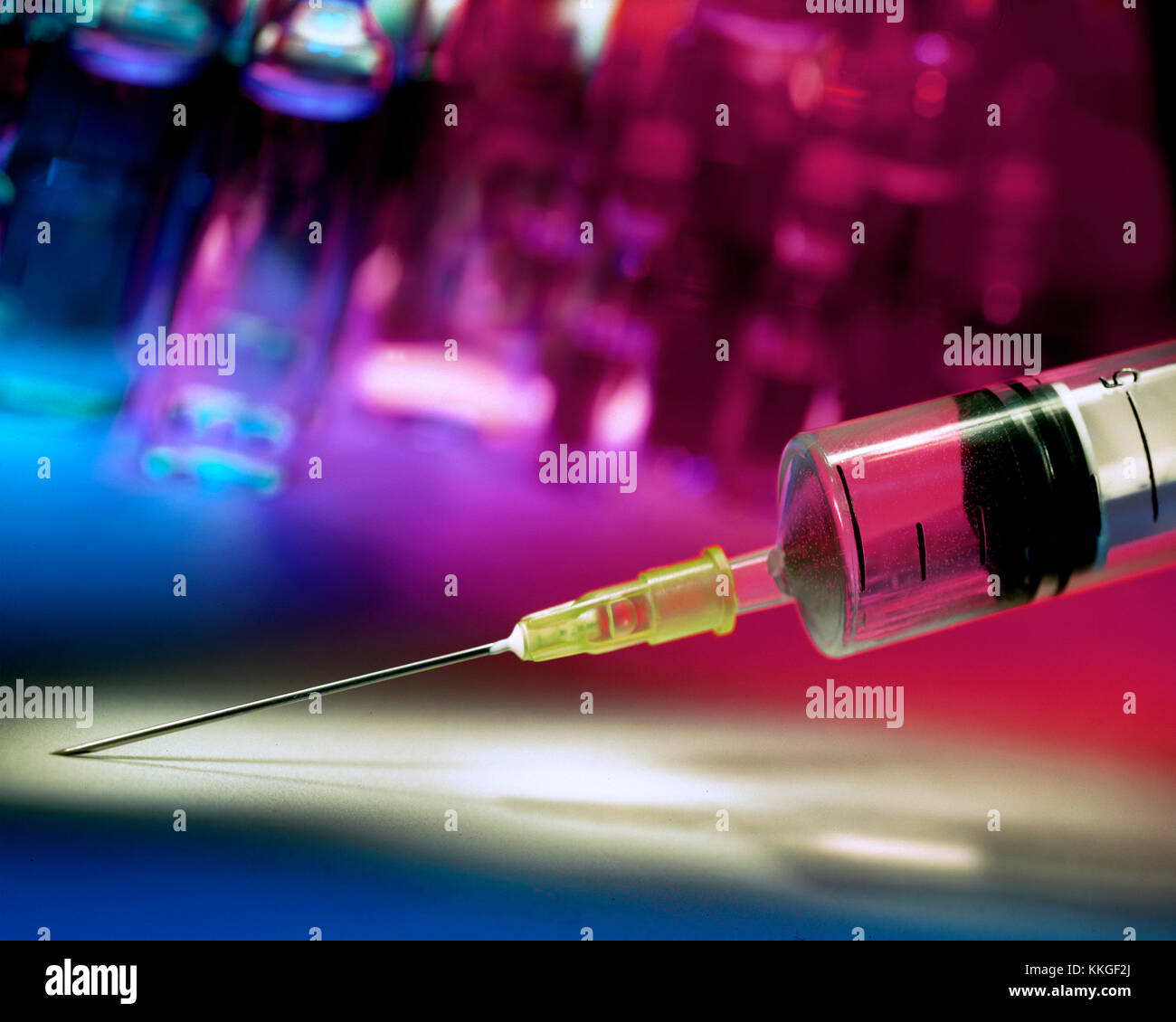 Medicine - syringe and hypodermic needle used to give injections of ...