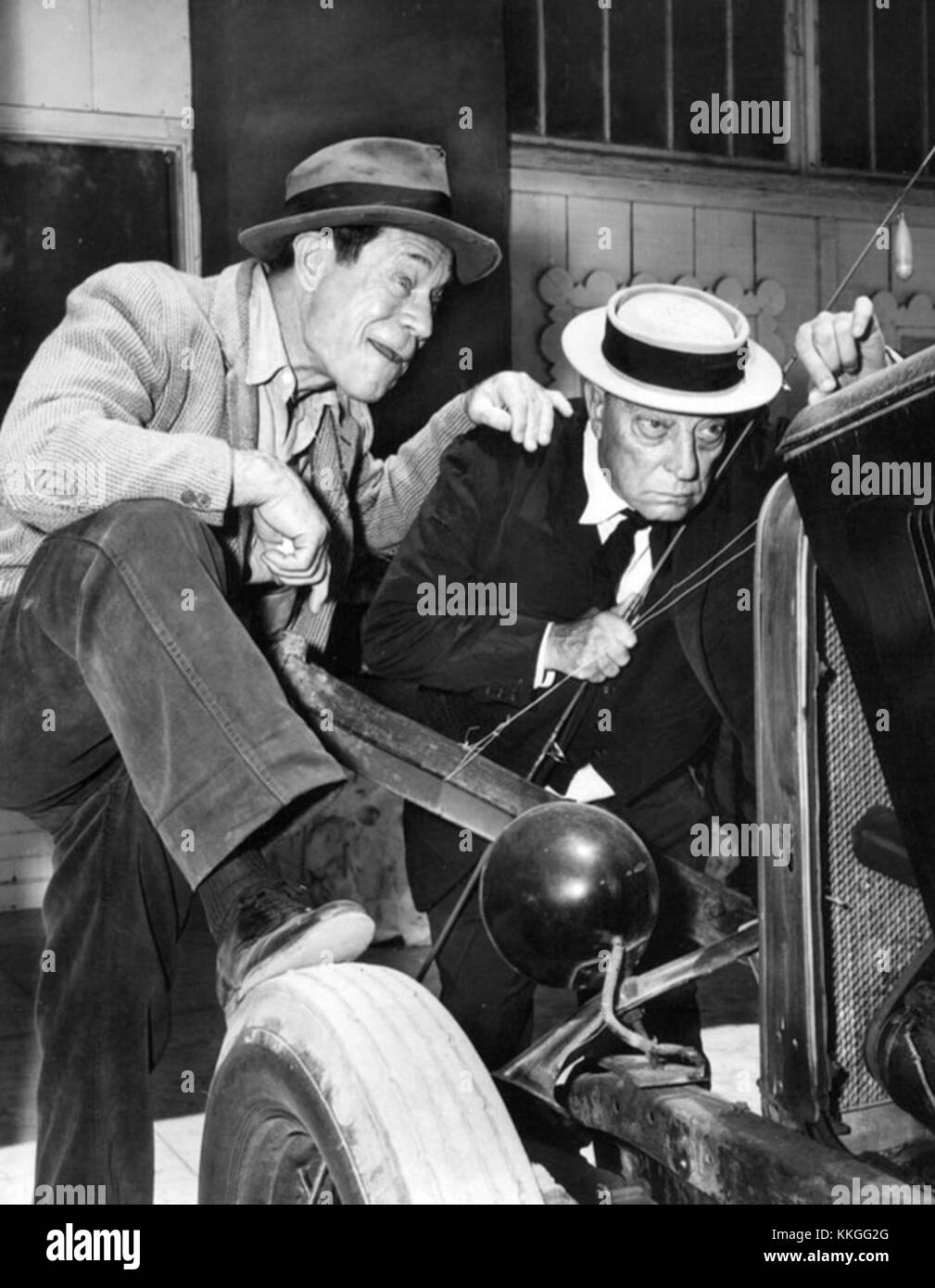 This image features Buster Keaton and Joe E. Brown, two legendary ...