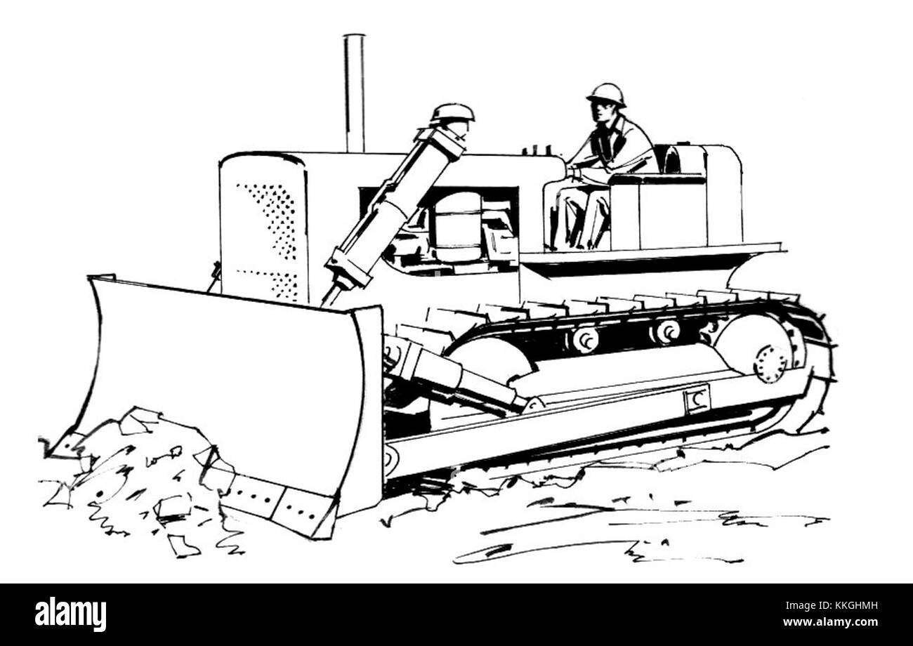 An industrial bulldozer used for heavy-duty construction tasks. The ...