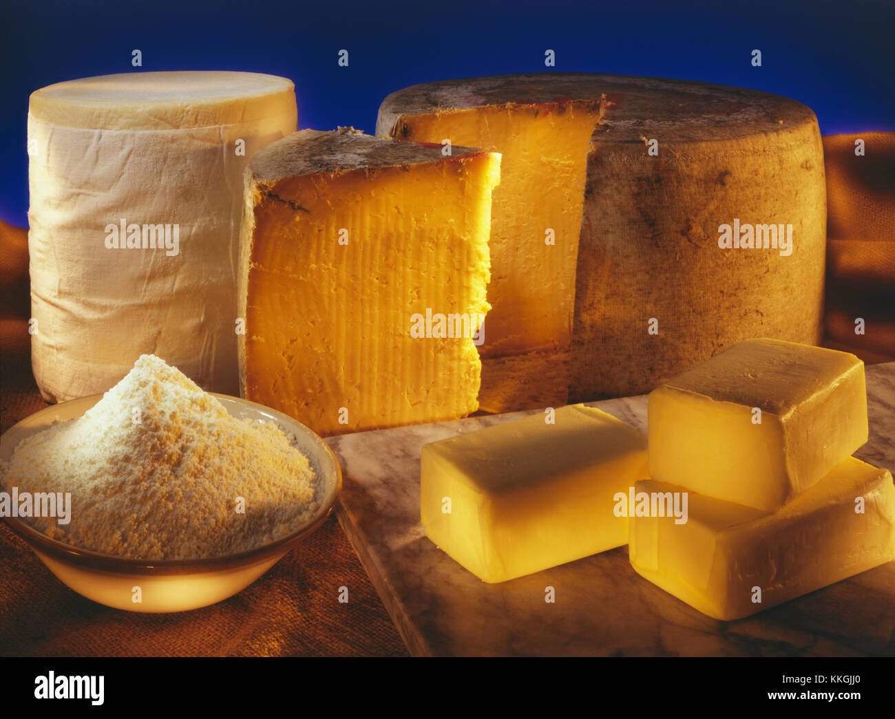 Selection of Cheese and Dairy Products - cheese, butter and dried milk ...