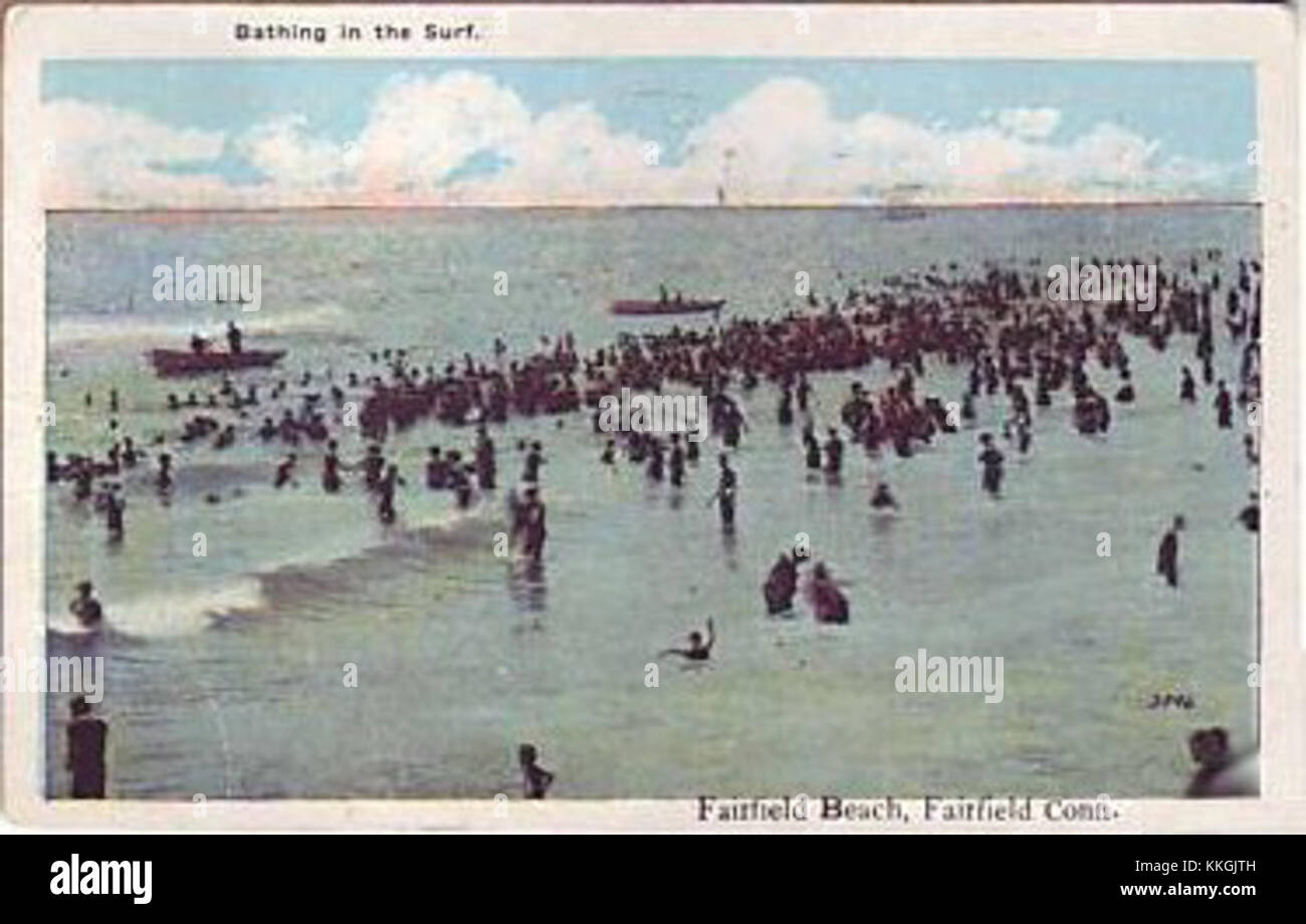 This vintage postcard from 1919 depicts Fairfield Beach in Connecticut ...