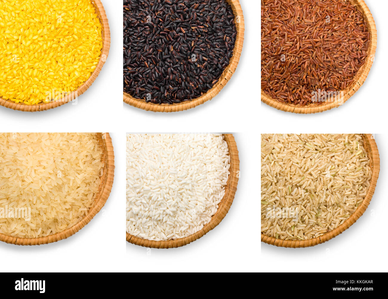 set of rice on a white background Stock Photo - Alamy
