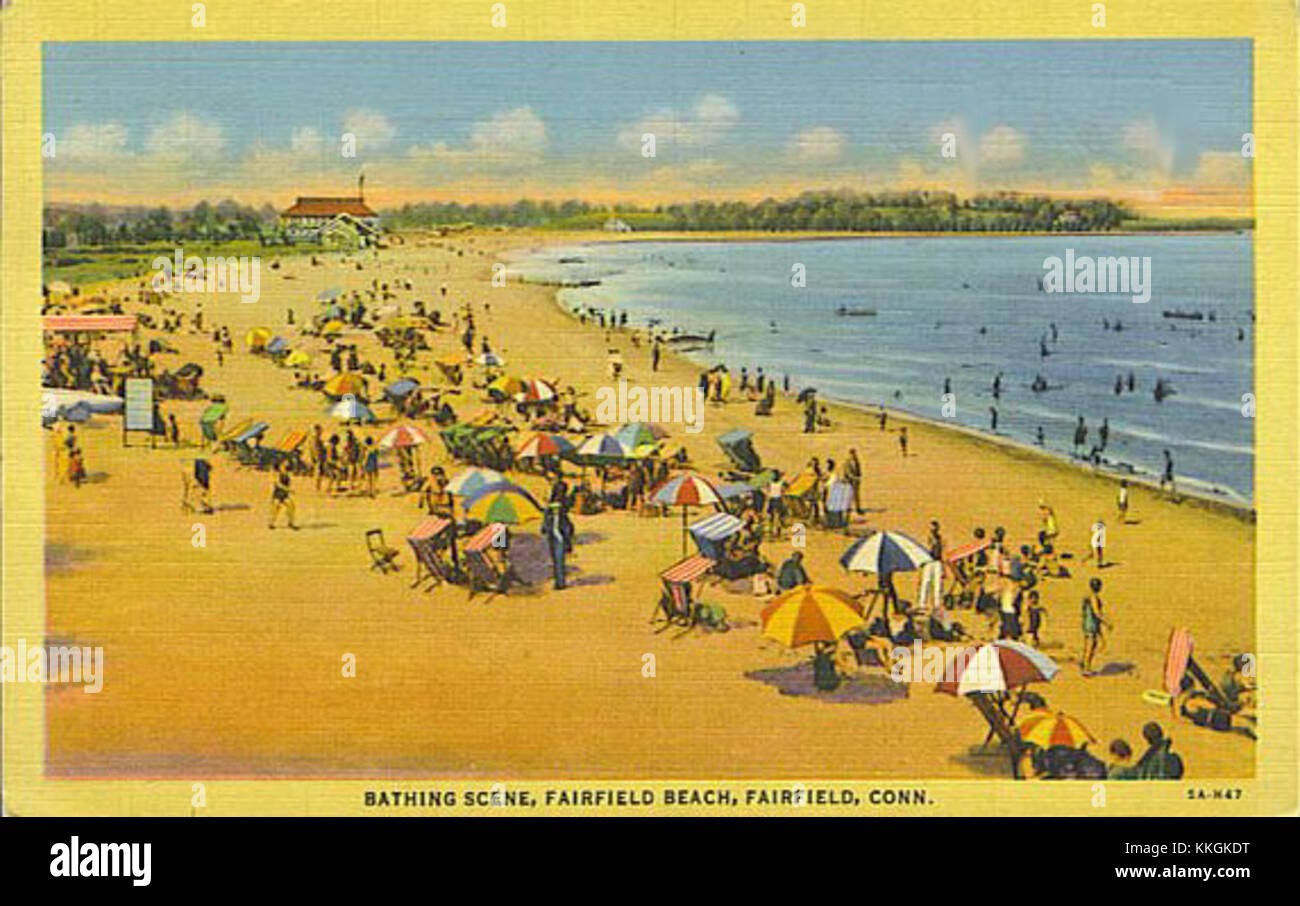 This 1920s postcard features a scenic view of Fairfield Beach ...