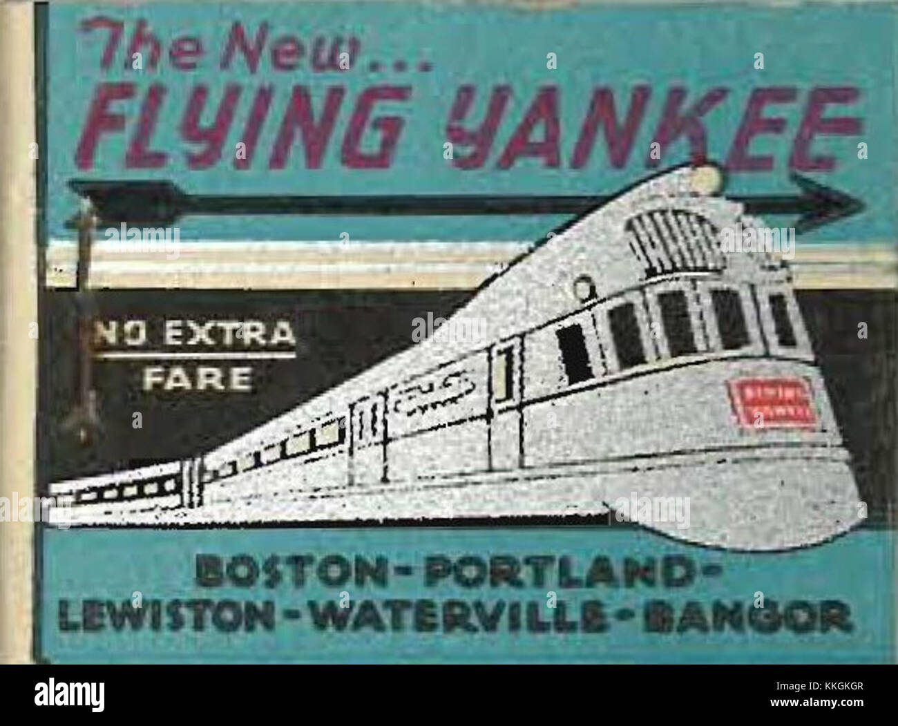 This matchbook ad features the Flying Yankee, a renowned passenger ...