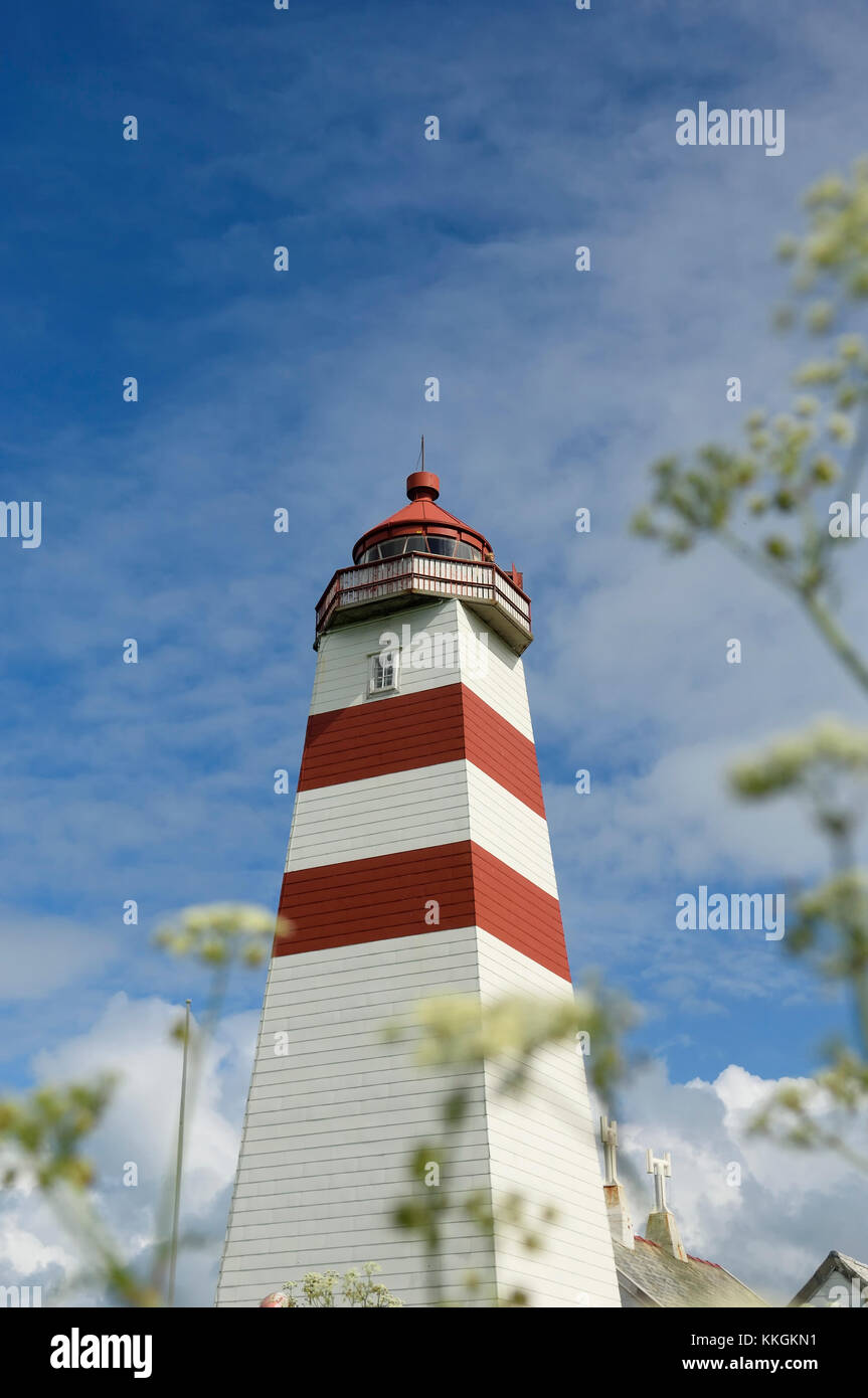 Alnes Lighthouse on the island of Godøy, west coast of Norway Stock ...