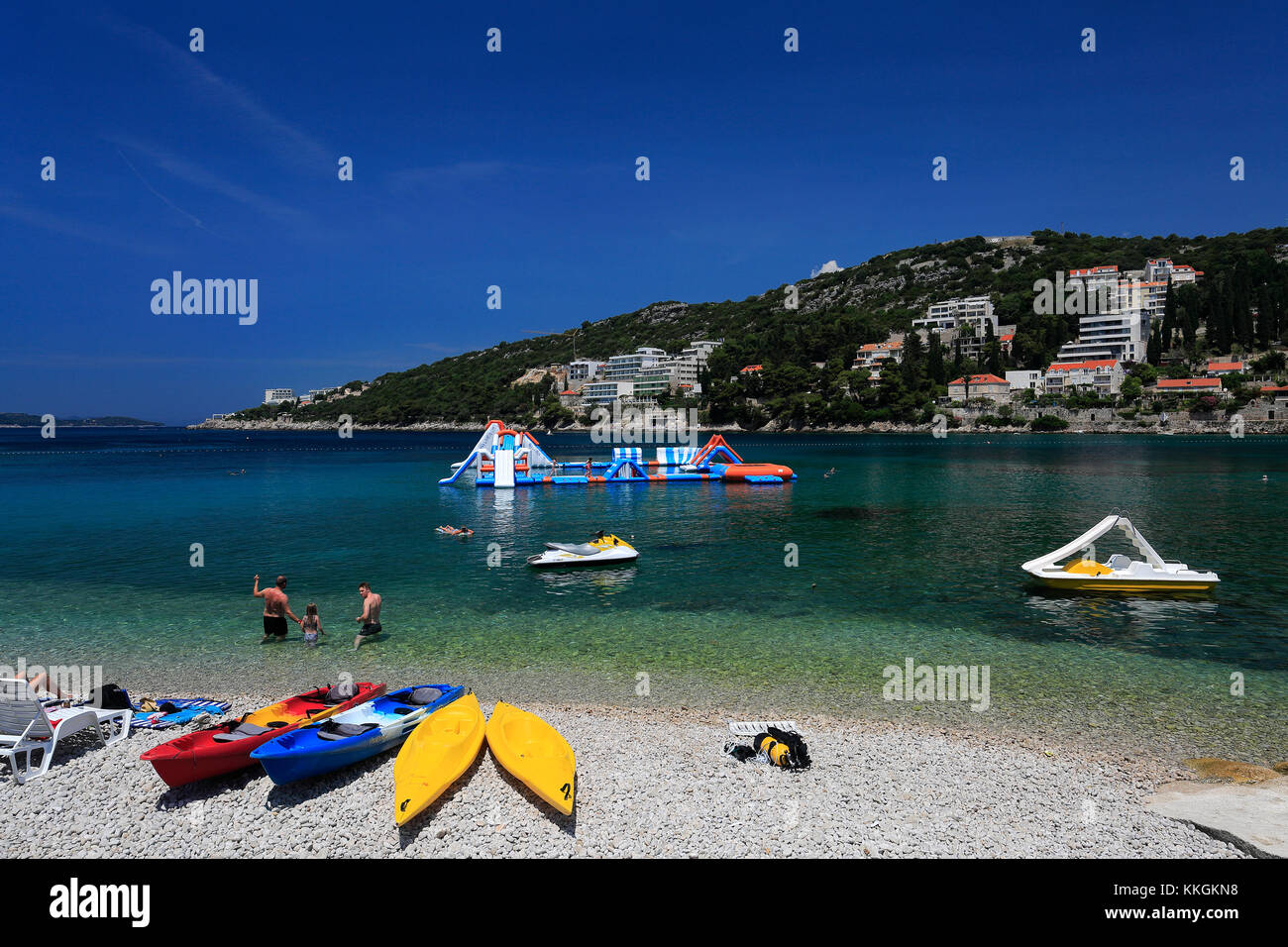 Summer view over Lapad Bay beach, Lapad town, Dubrovnik, Dalmatian ...