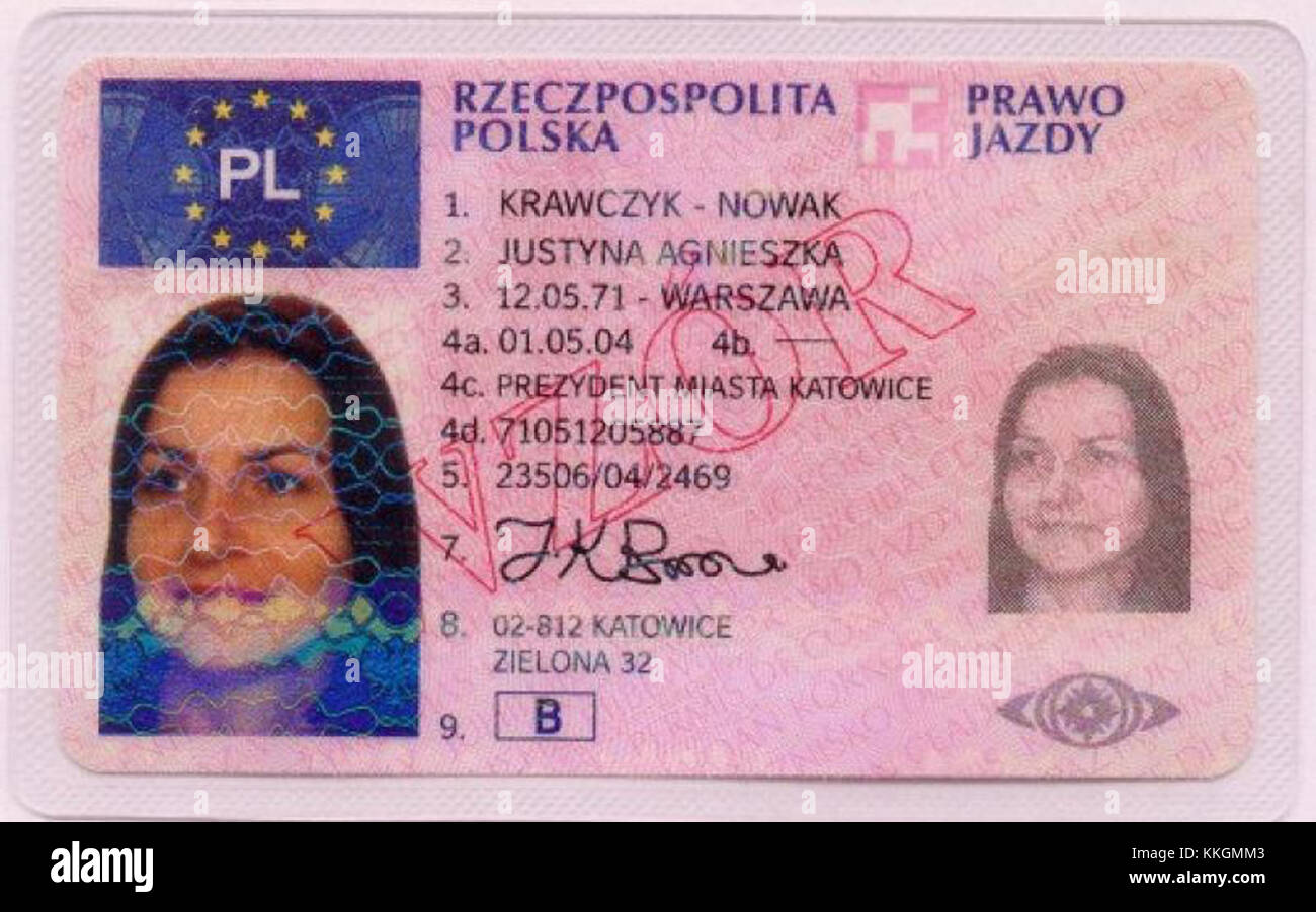 PL driving license front Stock Photo - Alamy