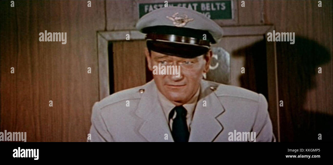 A screenshot from the 1954 film 'High and Mighty,' featuring actor John ...