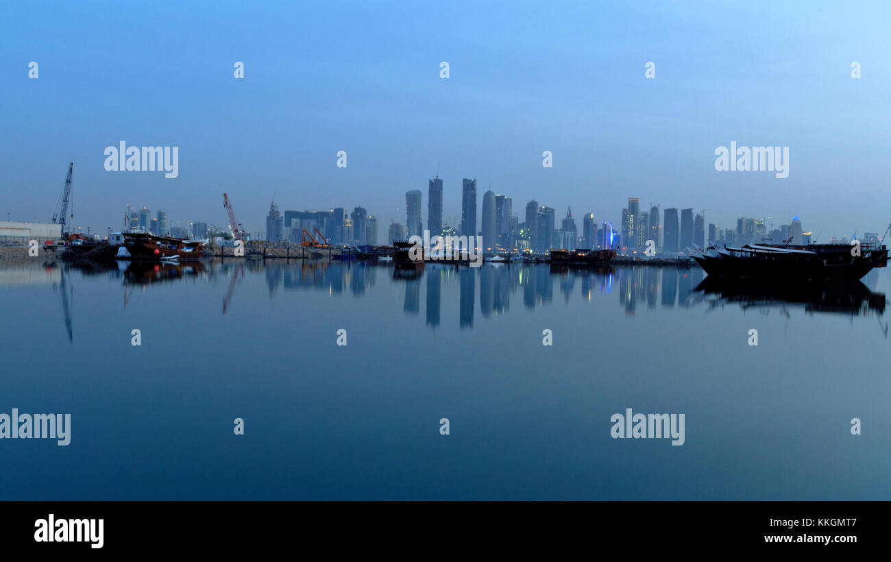 Panoramic view on financial center of Doha from West Bay .Doha is a ...