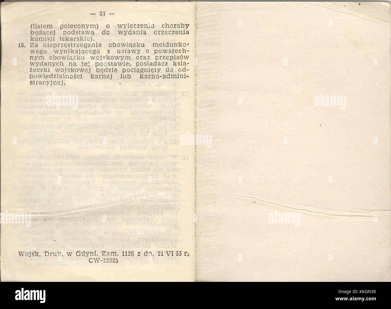 This image represents the pages from a military booklet (Ksiazeczka ...