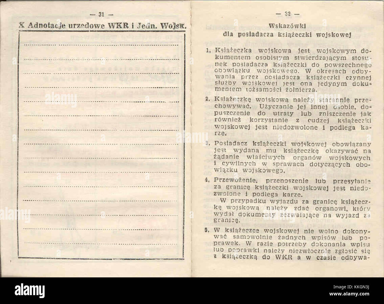 The 'Ksiazeczka Wojskowa' refers to a Polish military booklet from June ...