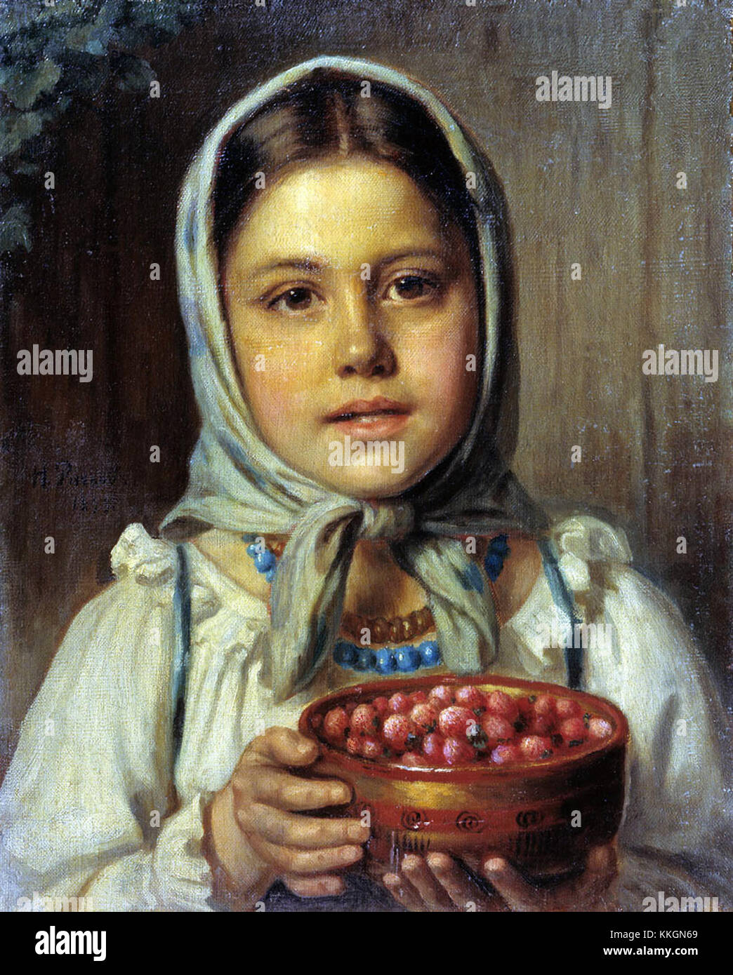 Nikolay Rachkov’s painting 'Devochka s Yagodami' (Girl with Berries ...