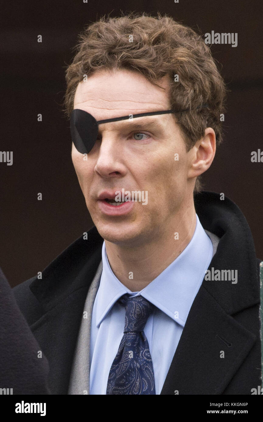 Benedict Cumberbatch wearing an eye patch while filming 'Melrose' in ...