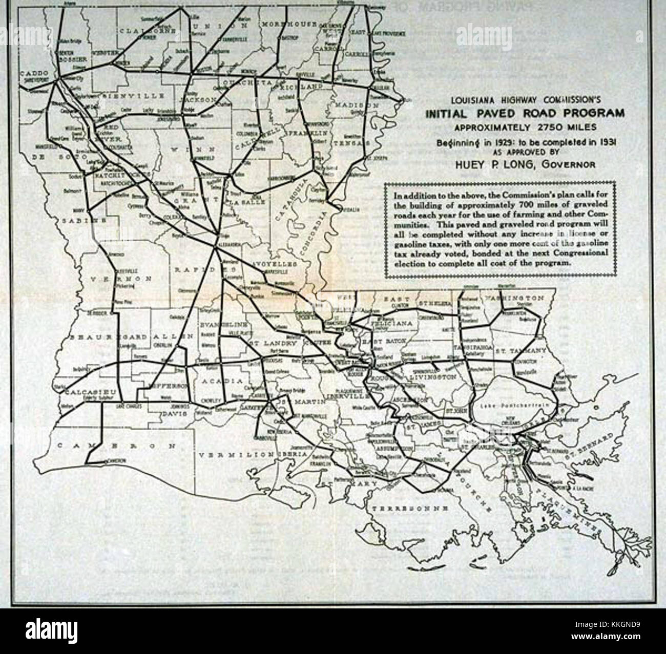 The image captures a historic view of Louisiana's paved highways in ...