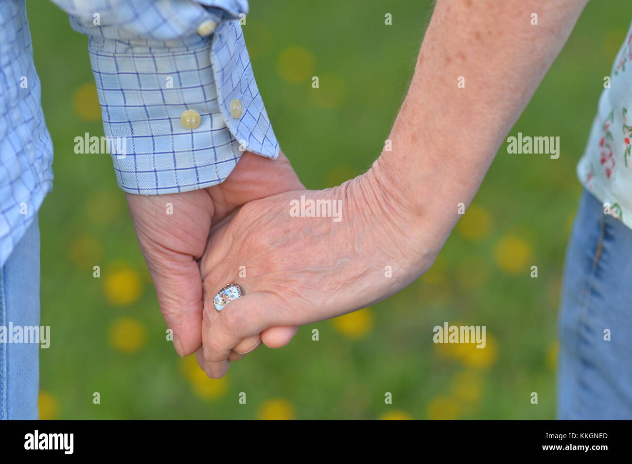 Elderly couple holding hands Stock Photo - Alamy