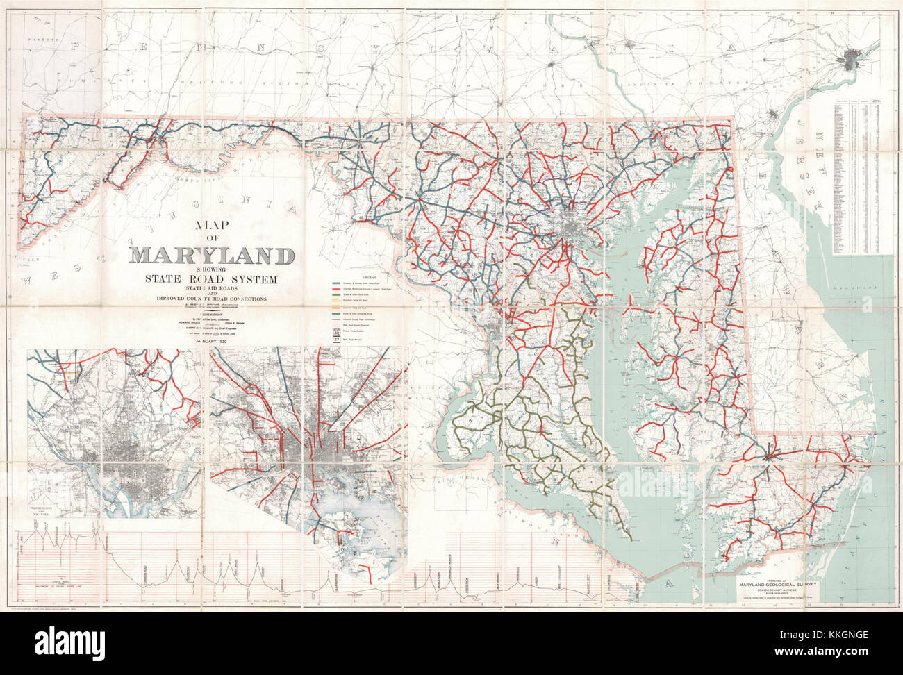 Maryland State Highway Map - 1930 Stock Photo - Alamy