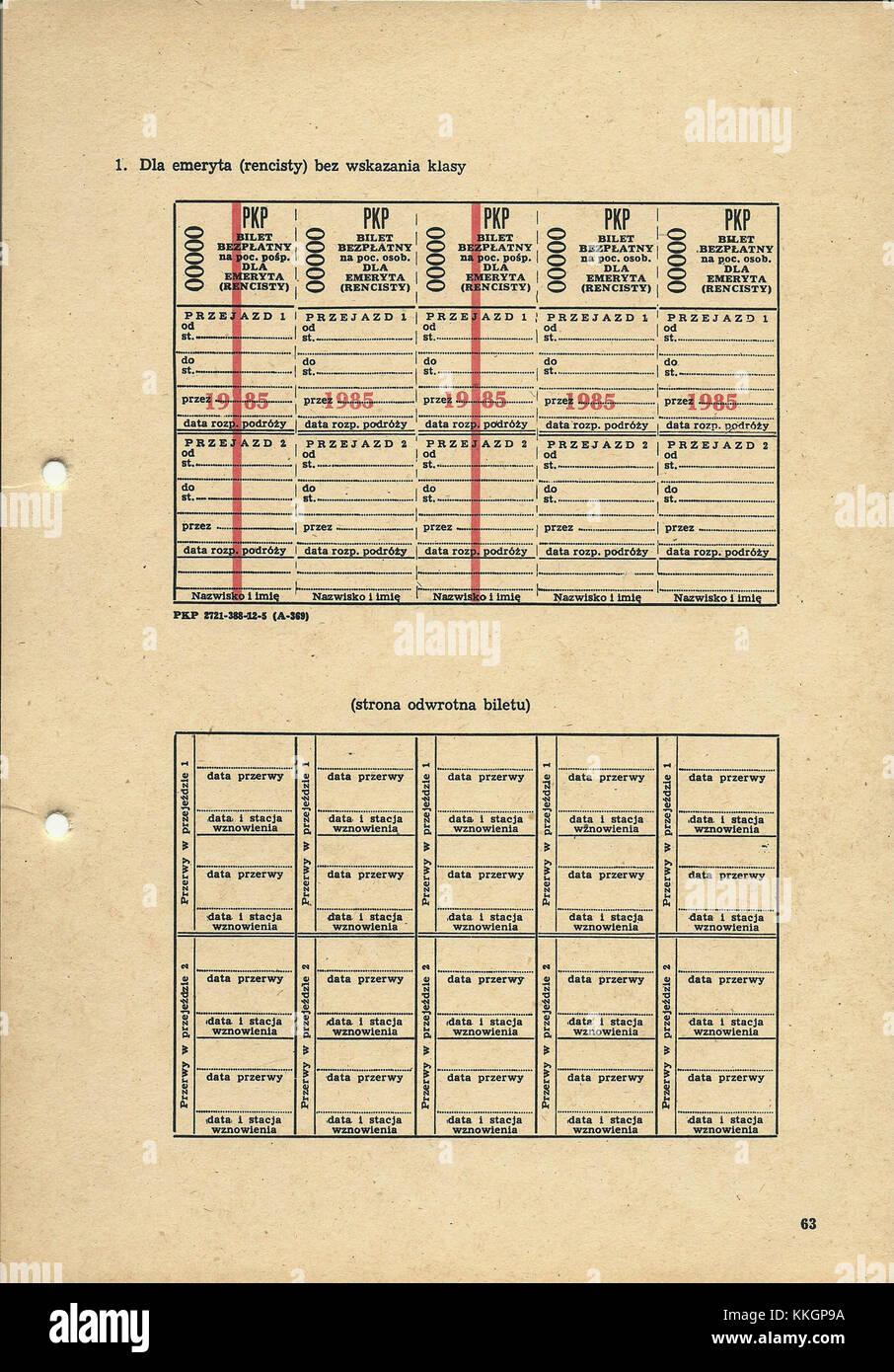 This is a collection of ticket patterns from 1984, featuring the PKP ...