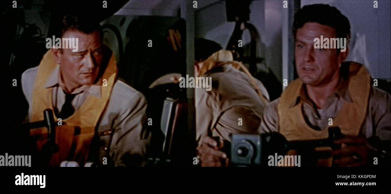 A screenshot from the 1954 film *High and Mighty*, showing a pilot's ...