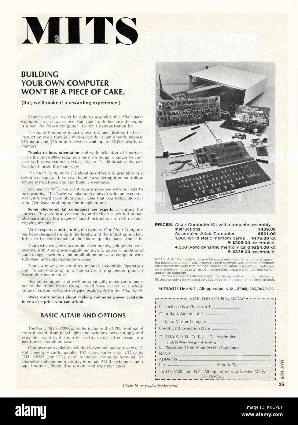 Altair Computer Ad May 1975 Stock Photo - Alamy